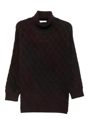 Max Mara Bambola Diamond-knit Roll-neck Sweater - Brown