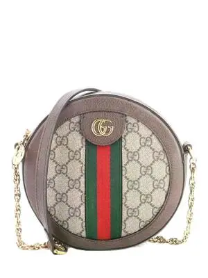 Gucci Ophidia Round Shoulder Bag Gg Coated Canvas Mini Crossbody Bag - Brown