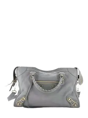 Balenciaga City Classic Metallic Edge Bag Leather Medium Satchel - Grey