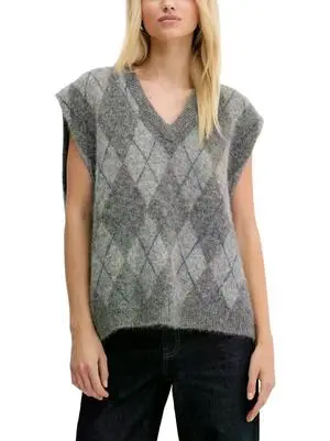 GESTUZ Argyle-knit V-neck Vest