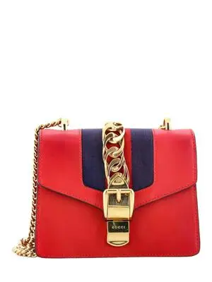 Gucci Sylvie Chain Shoulder Bag Leather Mini Crossbody Bag - Red