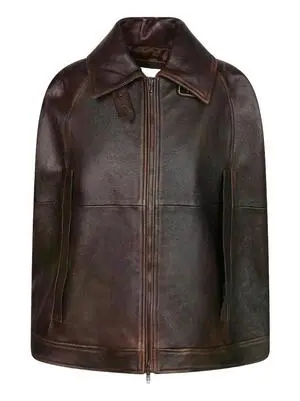 7 For All Mankind Zip-up Leather Cape - Brown