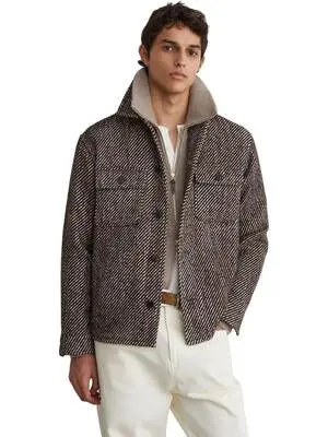 REISS Wool-blend Brushed Twill Overshirt