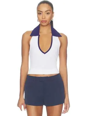SNDYS. SNDYS Gwen Contrast Top In Navy. Size L. Also