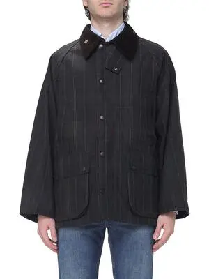 BARBOUR Bedale Waxed Cotton Jacket With Velvet Collar And Tartan Pattern