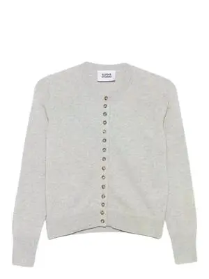 Alpha Studio Button-up Crew-neck Cardigan - Grey