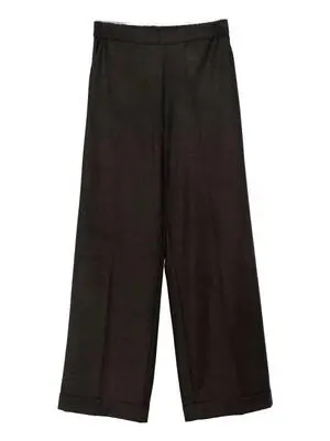 WHYCI Turn-up-cuff Wide-leg Trousers - Brown