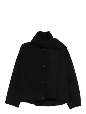 Max Mara Scarf-detail Button-up Jacket - Black