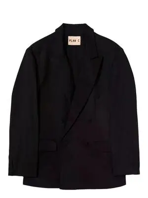 Plan C Peak-lapel Double-breasted Blazer - Black