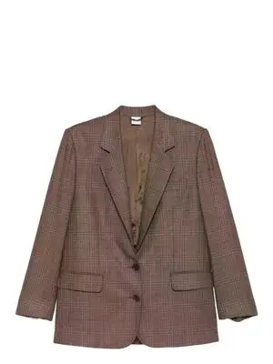 Aspesi Check-pattern Notched-lapel Blazer - Brown