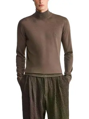 Giorgio Armani Logo-embroidered High-neck Sweater - Brown