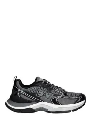 EA7 Logo-patch Mesh Sneakers - Black