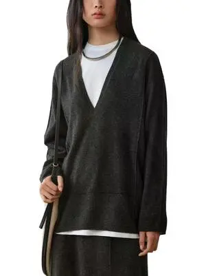 LESS Relaxed-fit V-neck Sweater - Grey