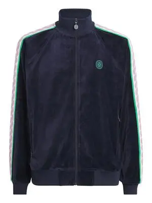Drole De Monsieur Velour Embroidered Track Jacket - Navy