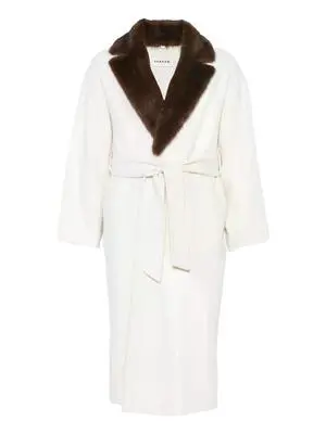 P.a.r.o.s.h Faux-fur Collar Belted Coat - Neutrals