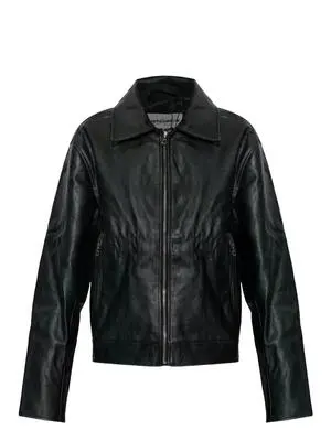 CARNE BOLLENTE Embroidered Leather Jacket - Black
