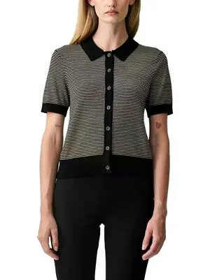 Dkny Striped Short-sleeved Cardigan - Black