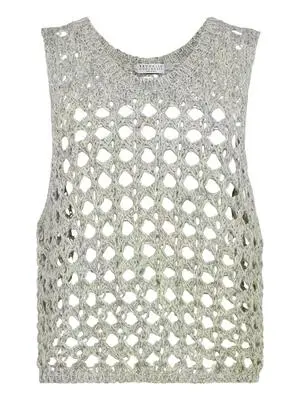 Brunello Cucinelli Open-knit Sleeveless Vest - Neutrals