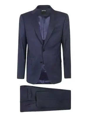 Zegna Single-breasted Wool Suit - Blue