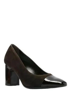 CAREL Rosana Patent-trimmed Suede Pumps - Brown