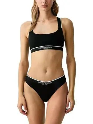 Emporio Armani Logo-tape Cross-back Bra And Briefs Set - Black