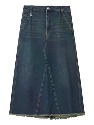 Izzue Faded Frayed-hem Midi Skirt - Blue