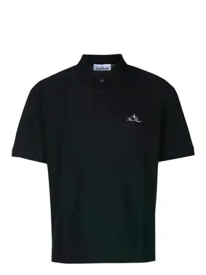 Stone Island 2200002 50/2 Organic Cotton Piqué Polo Shirt - Black
