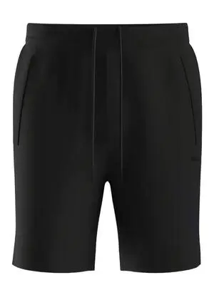 BOSS Logo-embroidered Shorts In Cotton-blend Piqué Jersey - Black