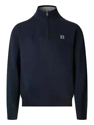 HACKETT  Quarter-zip Logo-embroidered Sweater - Blue
