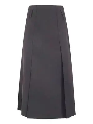 DRHOPE Pleated A-line Midi Skirt - Black