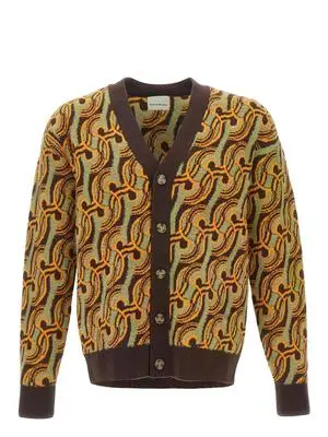 Drole De Monsieur D Mirror Abstrait Jacquard Cardigan - Brown