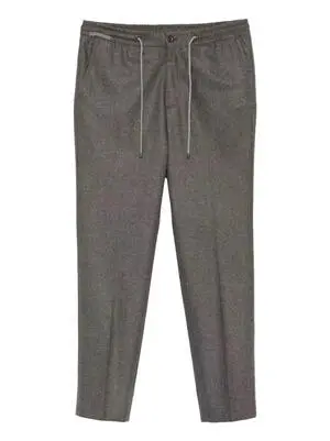 Corneliani Drawstring Virgin Wool Trousers - Brown