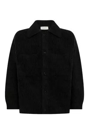 LANEUS Distressed Ribbed Cardigan Black