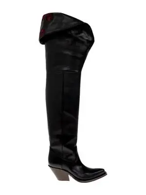 CHLOÉ Azelan Floral-embroidered Leather Boots