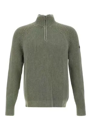 RRD Cotton 7 Techno Wash Half-zip Rib-knit Sweater - Green