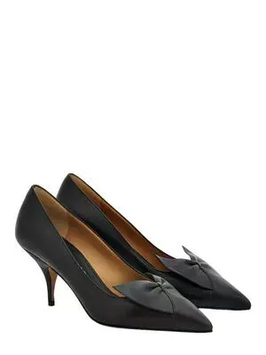 FERRAGAMO Point-toe Bow-detail Heeled Pumps - Black