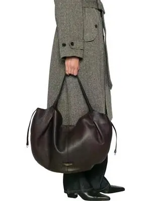 THE BRIDGE Grained-leather Shoulder Bag - Brown