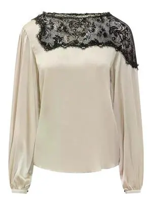 Isabel Marant Étoile Azare Lace-trim Satin-finish Blouse - Neutrals