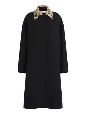 RÓHE Wool Cheetah-collar Coat - Black
