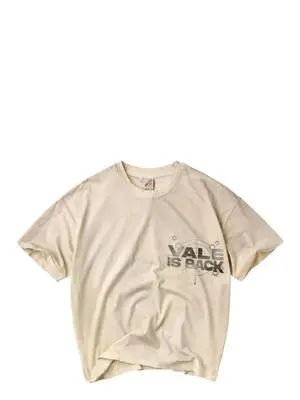 VALE FOREVER Is Back Distressed Logo-print T-shirt - Neutrals