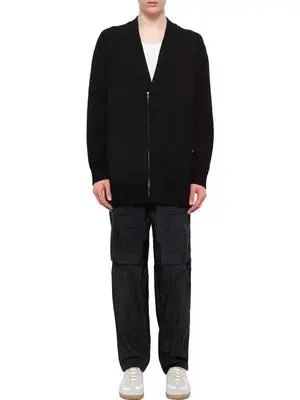 JUUN.J Zip-up Ribbed-trim Coat - Black