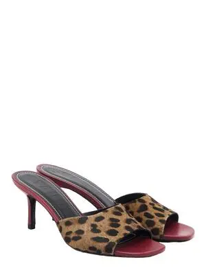 Staud Bea Leopard-print Calf Hair Mules - Brown