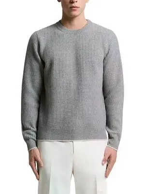 Peserico Ribbed-knit Crew-neck Sweater - Grey