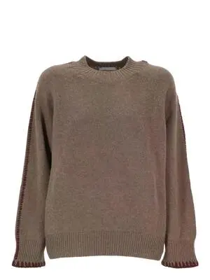 OLIVER LATTUGHI Blanket-stitched Raglan-sleeve Sweater - Brown
