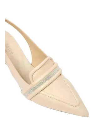 Peserico Embellished Pointed-toe Kitten-heel Pumps - Neutrals