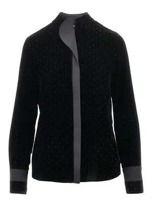 Emporio Armani Glittered Velvet Blouse - Black