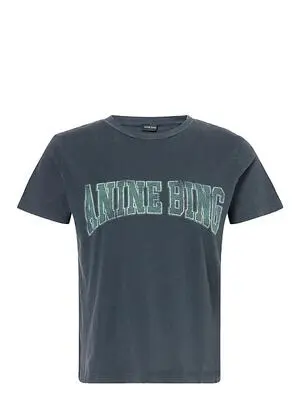 ANINE BING Shelley Logo-print Cotton T-shirt - Black
