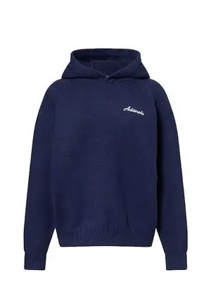 ADANOLA Logo-embroidered Oversize Cotton-knit Hoodie - Navy