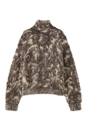 JOSEPH Esme Animal-print Alpaca-blend Jumper - Leopard Combo