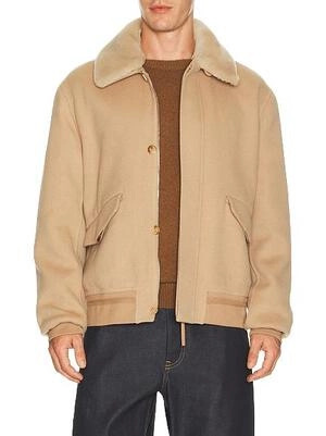 Gabriela Hearst James Bomber Jacket With Shearling Collar - Camel